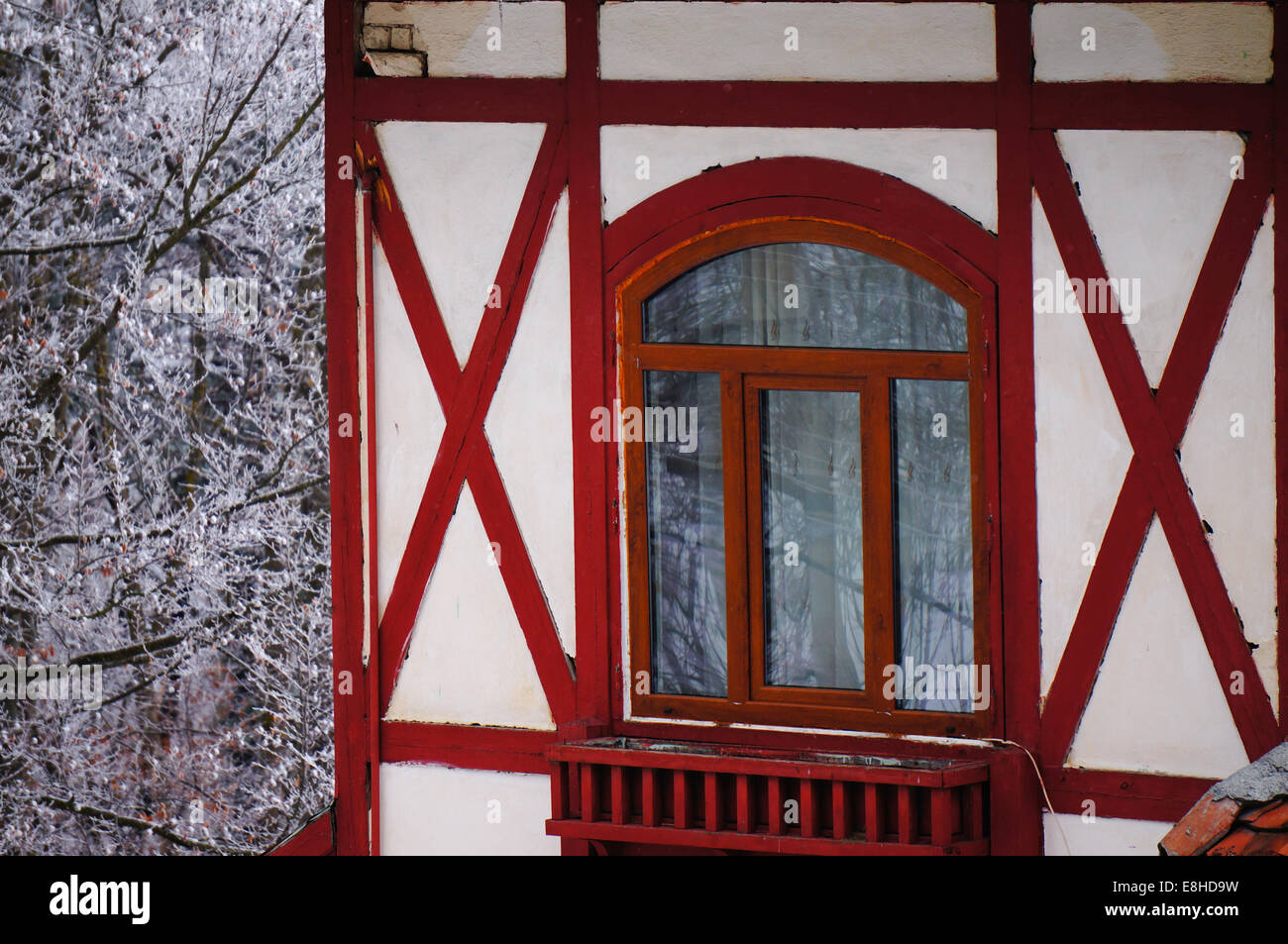 Wooden window in a snowy forest Stock Photo - Alamy