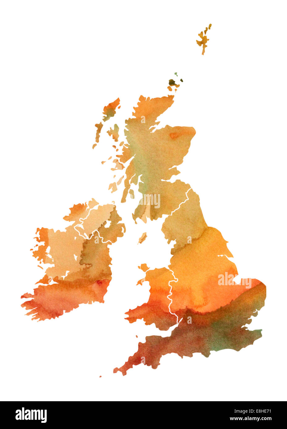 Great Britain Watercolor Map Stock Photo - Alamy