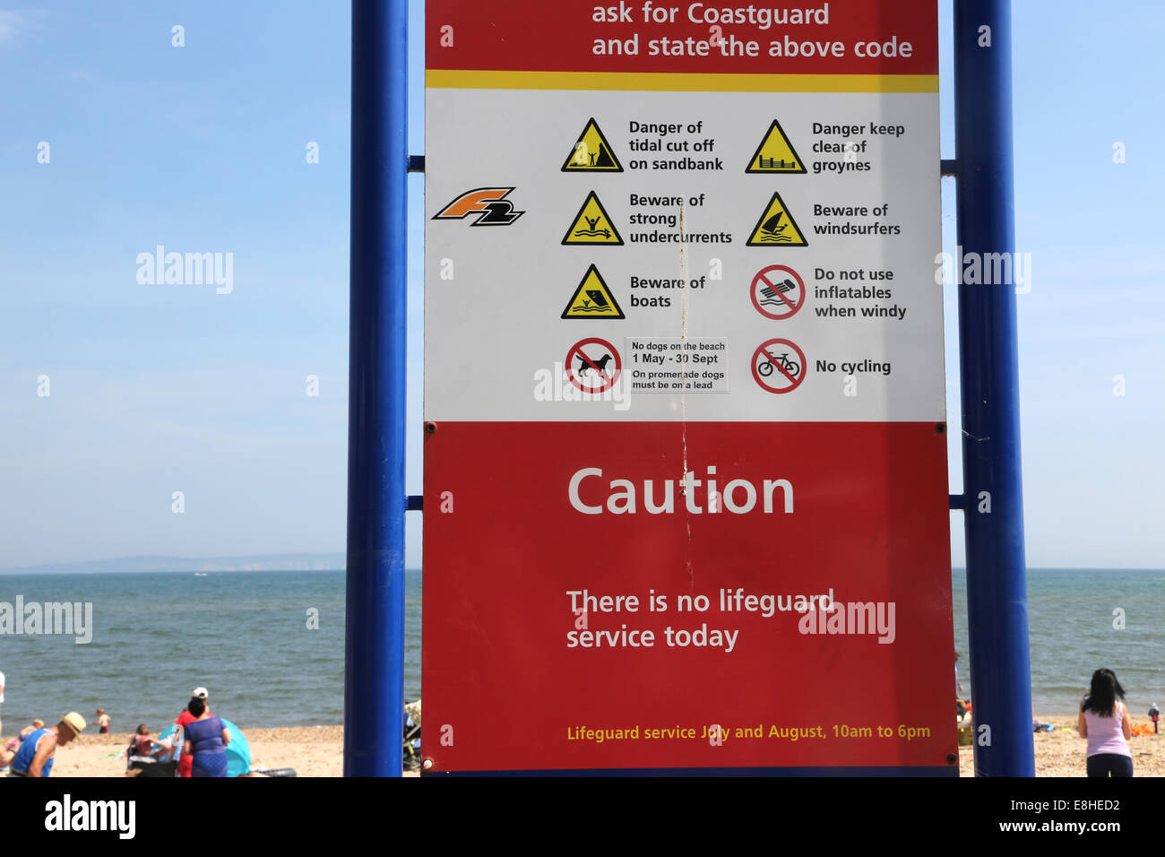 RNLI Lifeguard Sign On Beach Avon Beach Mudeford Dorset England Stock ...