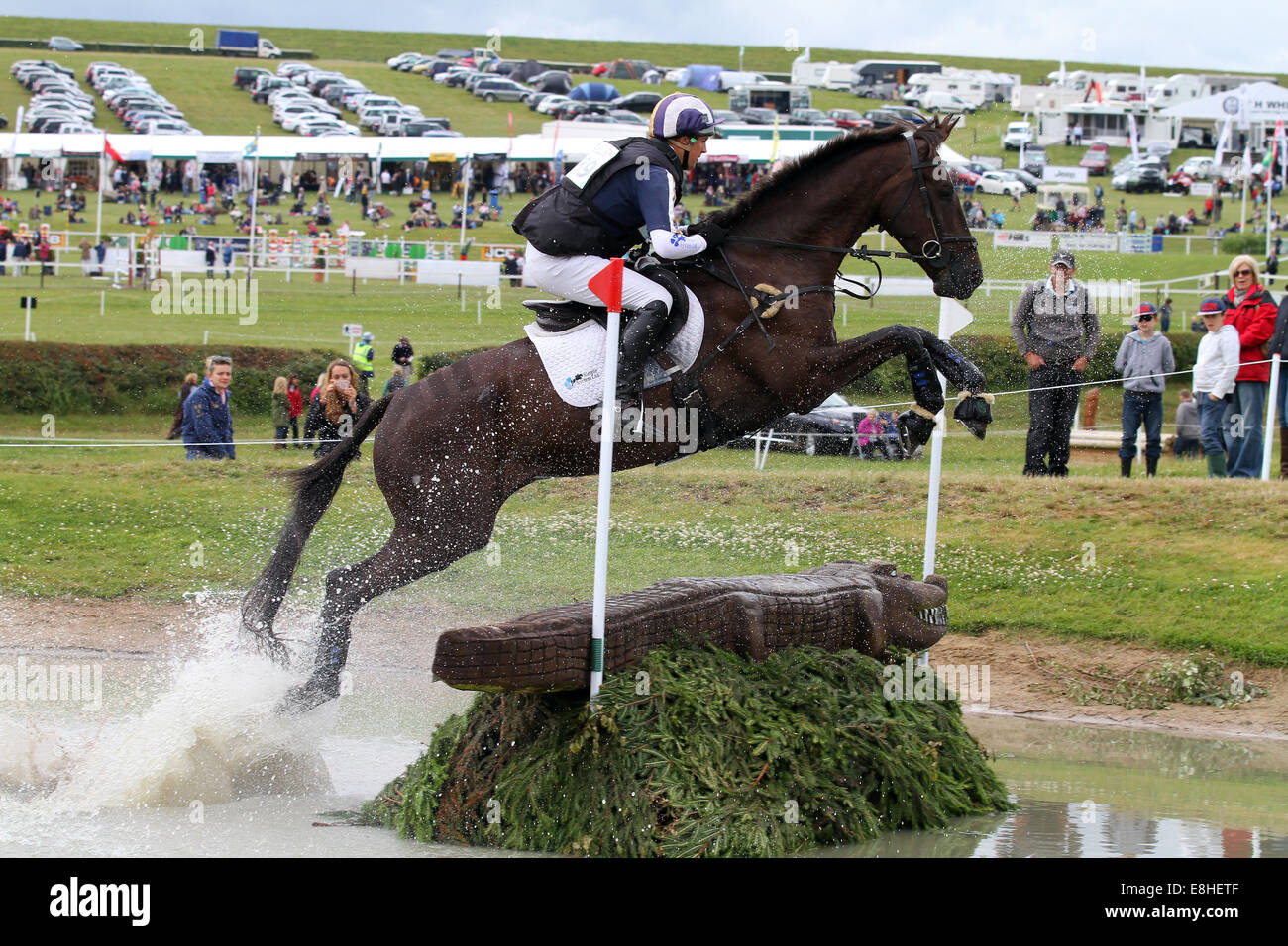Gubby Leech on Zebedee at Barbury Castle Horse Trials 2014 Stock Photo ...