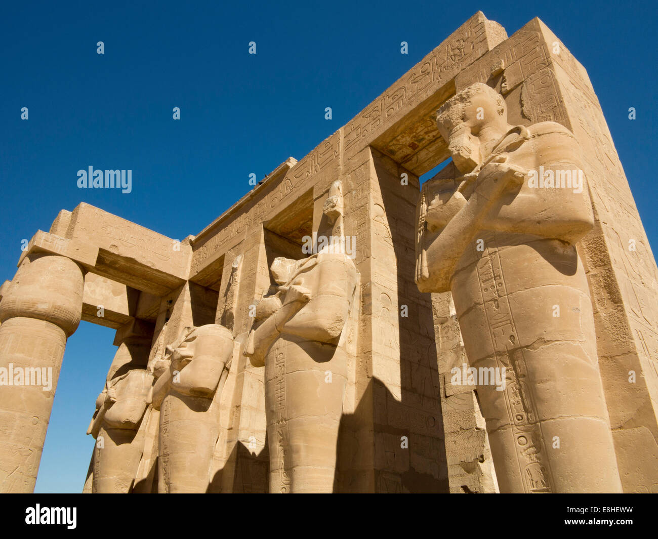 Egypt, Luxor, Ramesseum, Mortuary Temple of Ramses II, headless statues ...
