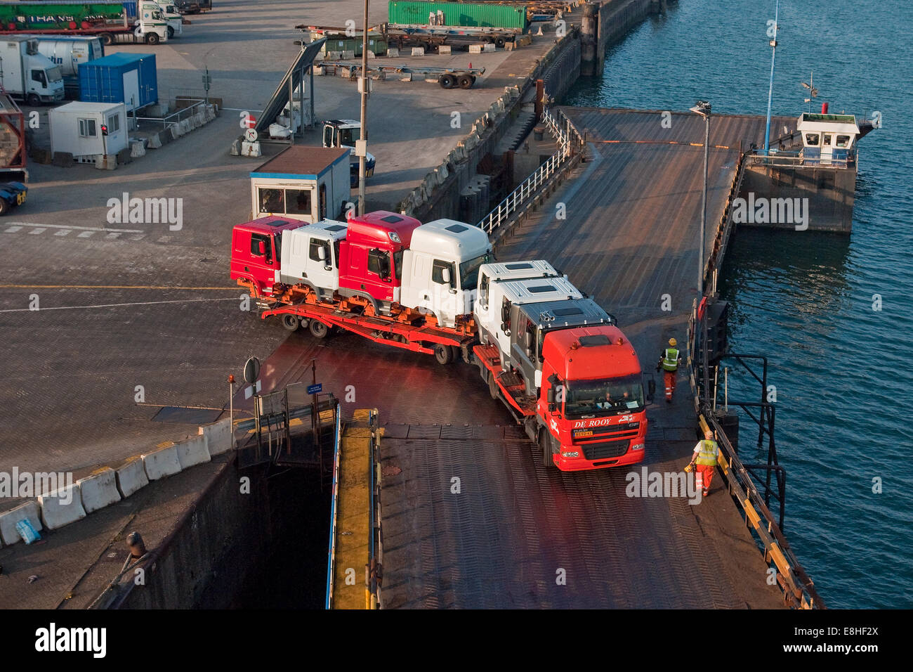 A load of new lorry cabs for importation boarding a P&O Ferry at ...