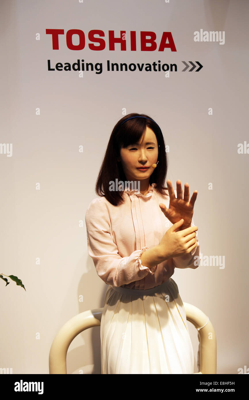 Tokyo, Japan. 7th Oct, 2014. Toshiba Corp.'s communication android Ms ...