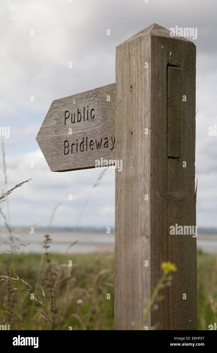 Wooden public bridleway sign in Northumberland England United Kingdom ...