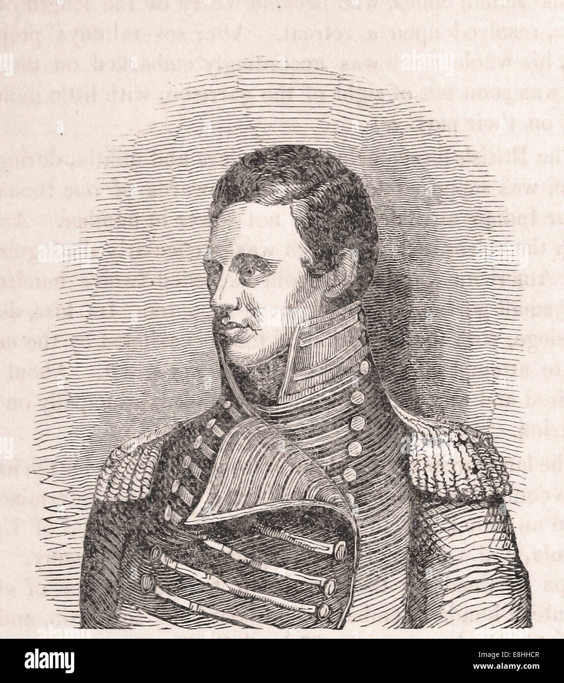 Portrait of General Pike - Engraving - XIX th Century Stock Photo - Alamy