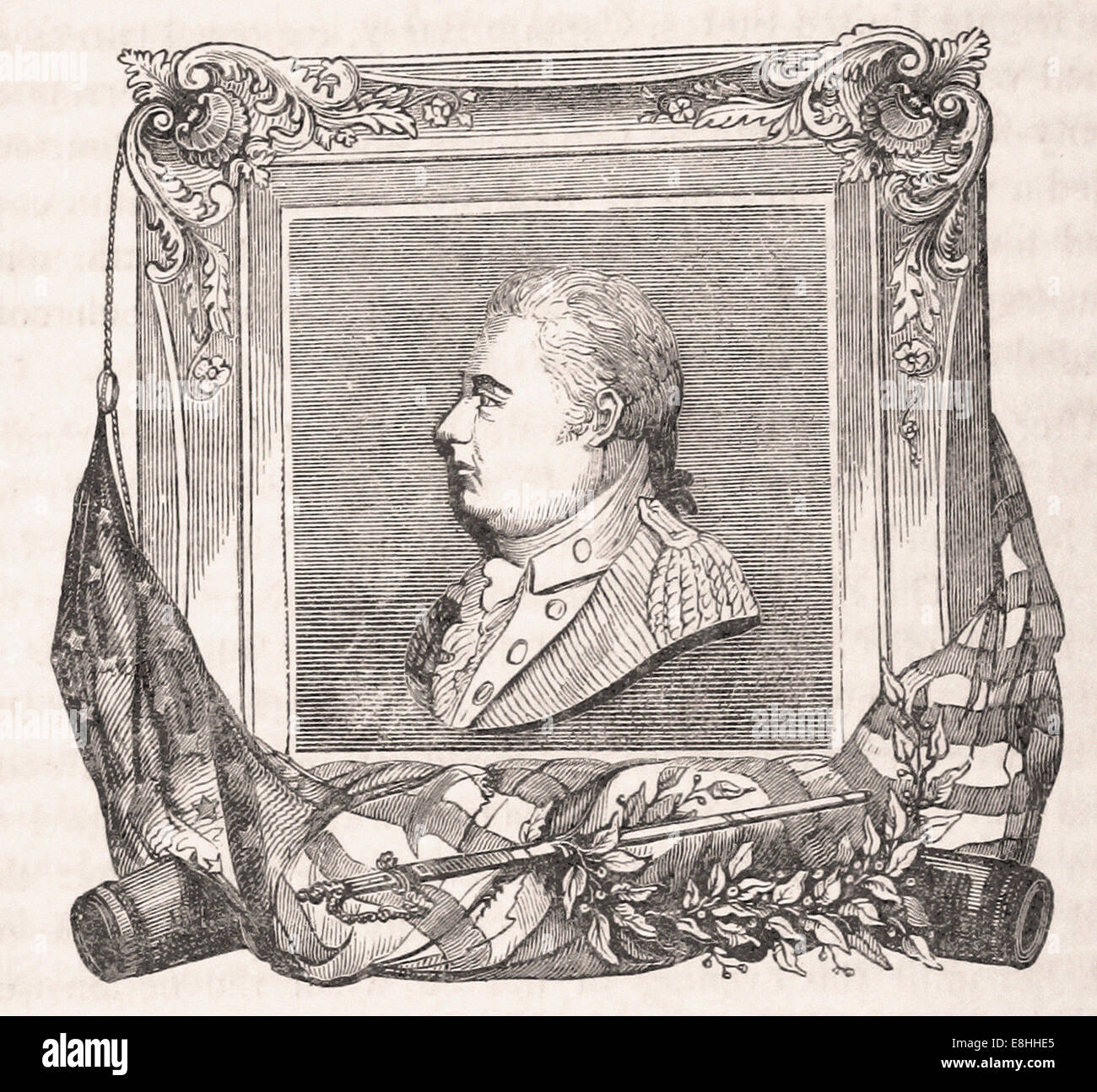 Portrait of Commodore Truxtun - Engraving - XIX th Century Stock Photo ...