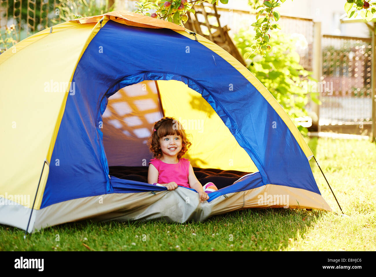 Girl camping tent hi-res stock photography and images - Alamy