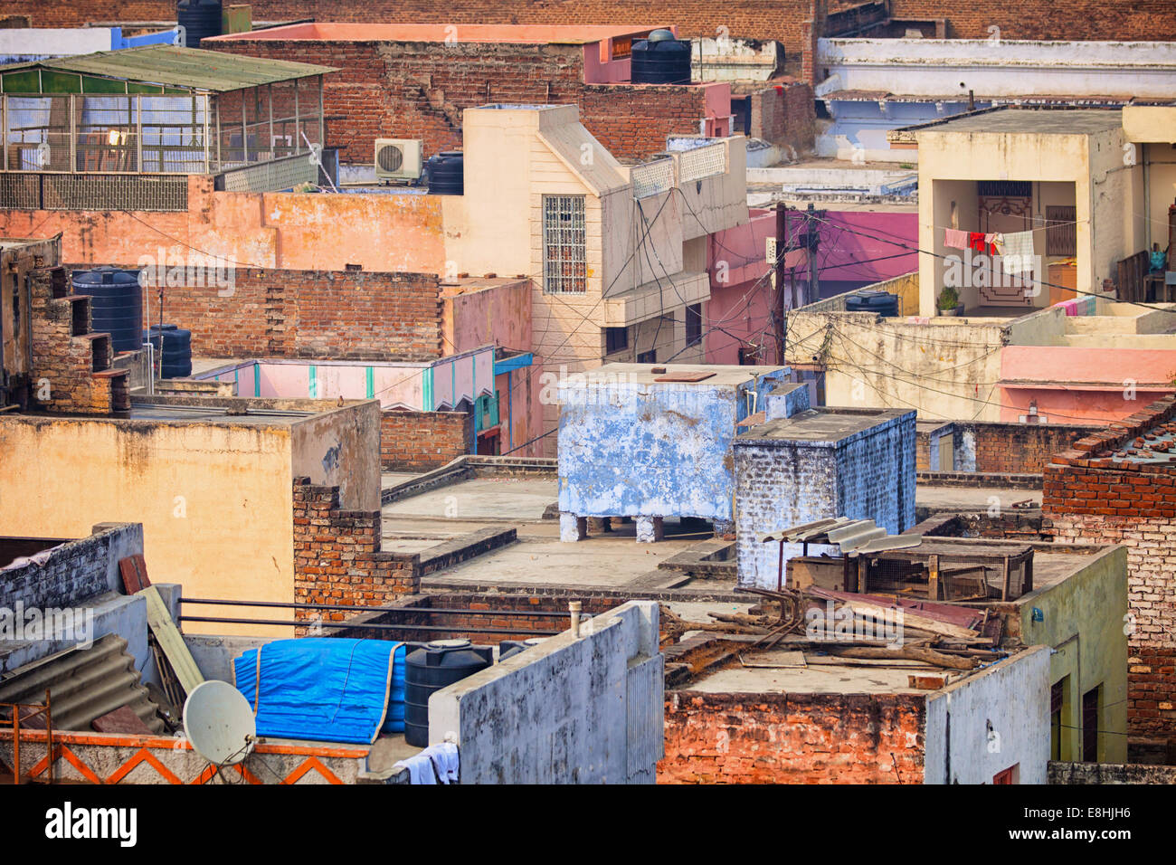 The roofs of the poor houses. Agra, India Stock Photo - Alamy