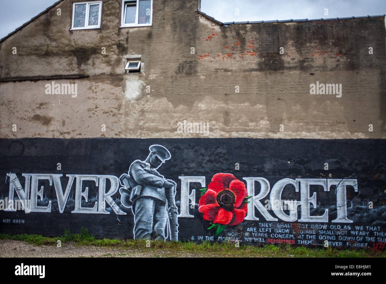Street art remembrance mural in Sheffield UK Stock Photo - Alamy