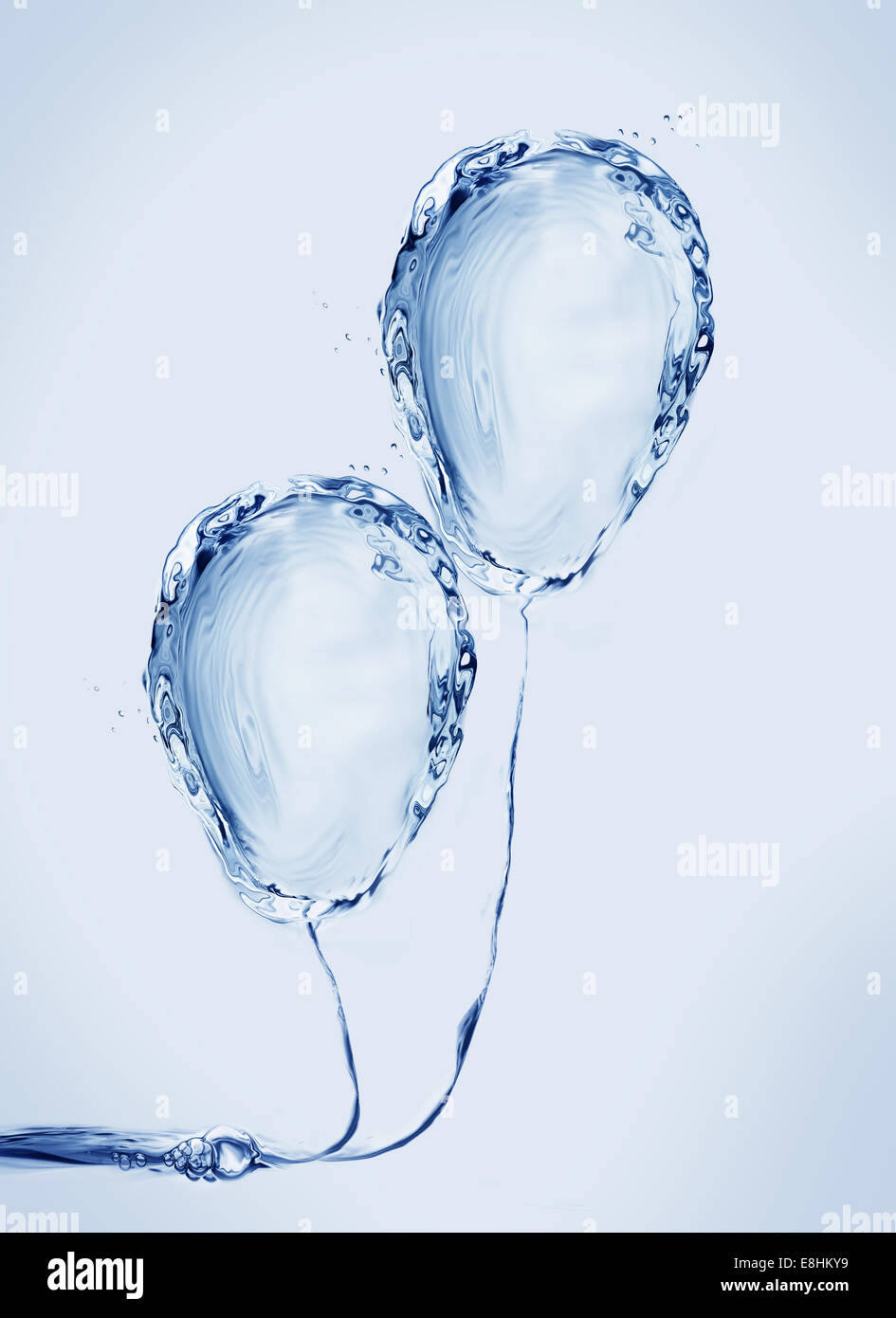 Two blue balloons made of water Stock Photo - Alamy