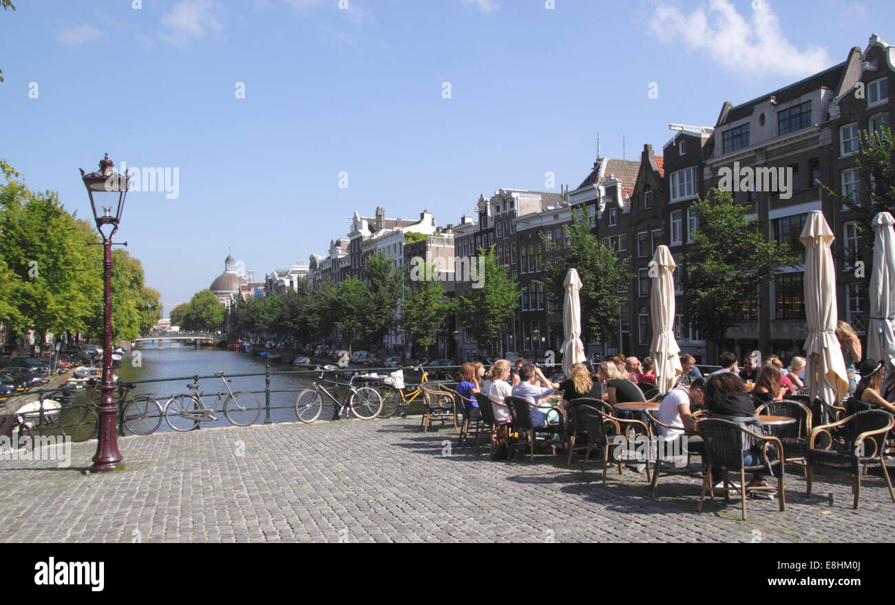 Singel Canal view from Torensluis Bridge Amsterdam Holland Stock Photo ...
