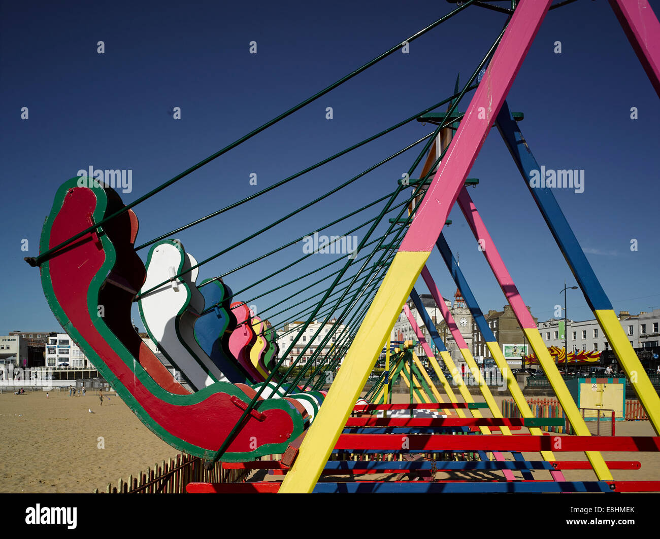 Swings on the beach at Margate, Kent, UK Stock Photo - Alamy