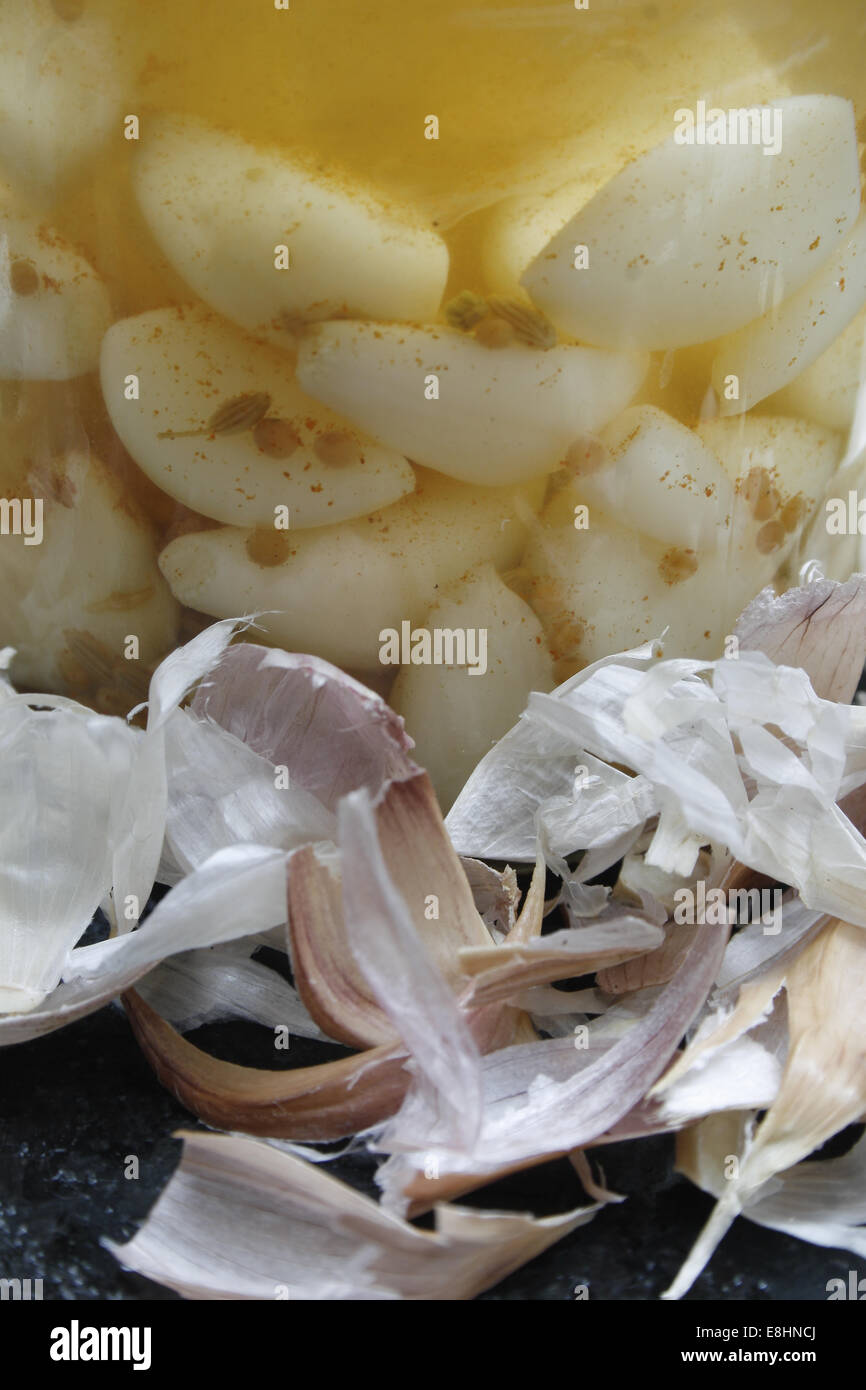 pickled garlic cloves Allium sativum Stock Photo - Alamy