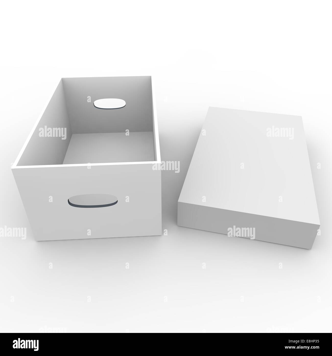 White empty box for storing things and objects. Isolated background ...