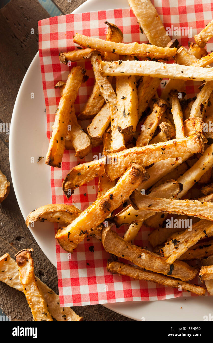 Healthy Organic Jicama Fries with Salt and Pepper Stock Photo - Alamy