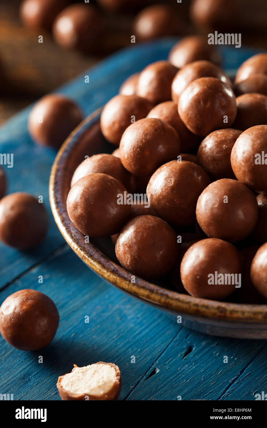 Dark Chocolate Malted Milk Balls in a Bowl Stock Photo - Alamy