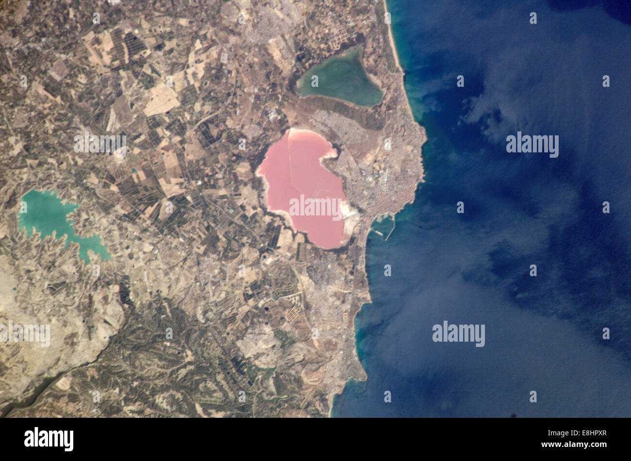 The Pink Salt Lake in Torrevieja, Spain, is a vibrant natural ...