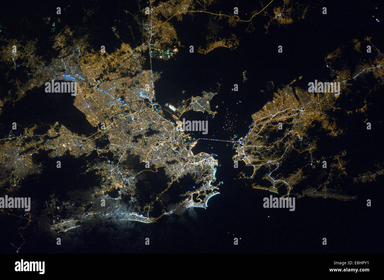 A stunning nighttime view of Rio de Janeiro, Brazil, showcasing the ...