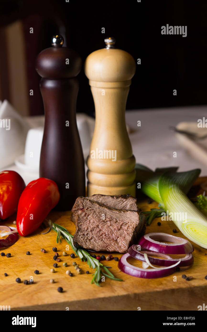Still Life of Sliced Beef with Vegetables and Other Ingredients on ...