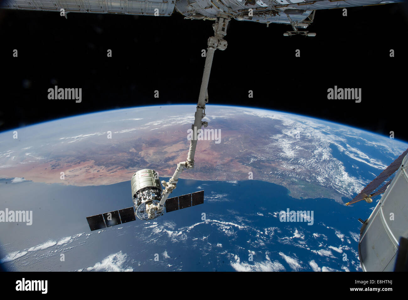 A view of Canadarm2, the robotic arm aboard the International Space ...