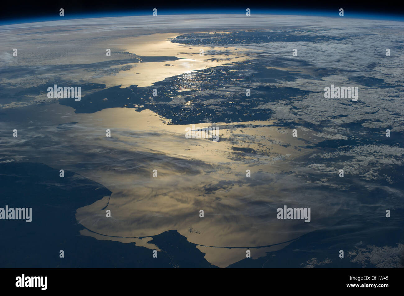 The crew aboard the International Space Station captures a panoramic ...
