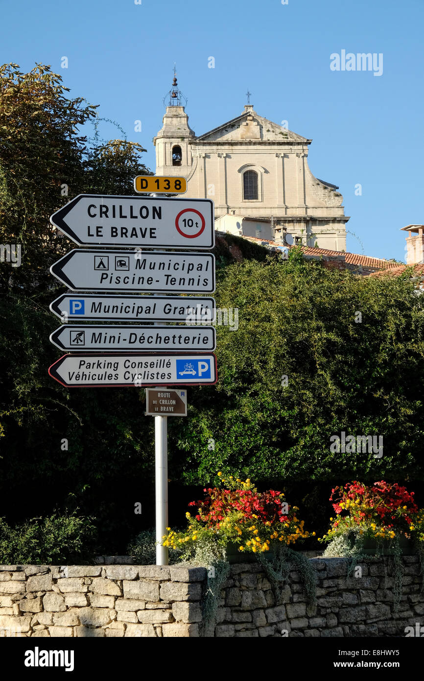 Direction signs in the village of Bedoin, Provence, Italy Stock Photo ...