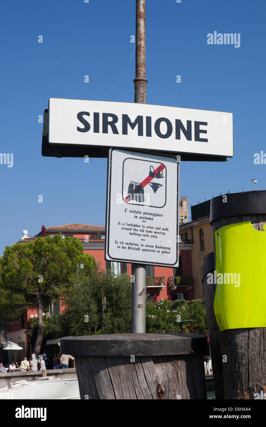 Sirmione Sign restricting bathing suits in Italian town centre The ...