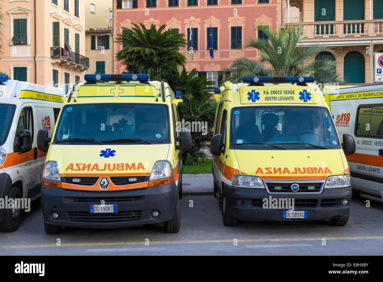 Parked ambulances in Sestri Levante, Liguria, Italy Stock Photo - Alamy