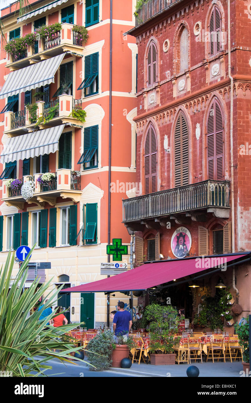 Restaurant buildings and architecture, Sestri Levante, Liguria, Italy ...