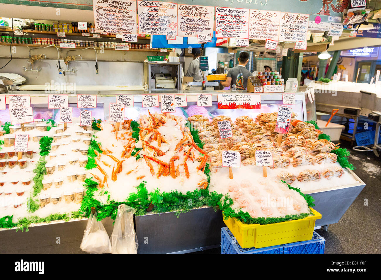 Wild caught alaskan king crabs on the display at the world famous Pike ...