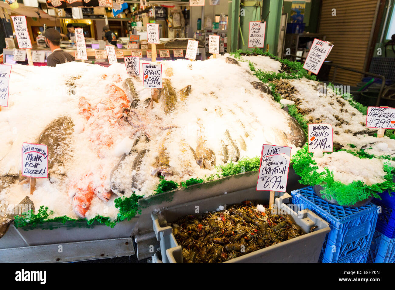 World famous Pike Place Fish Market stand located in the heart of ...