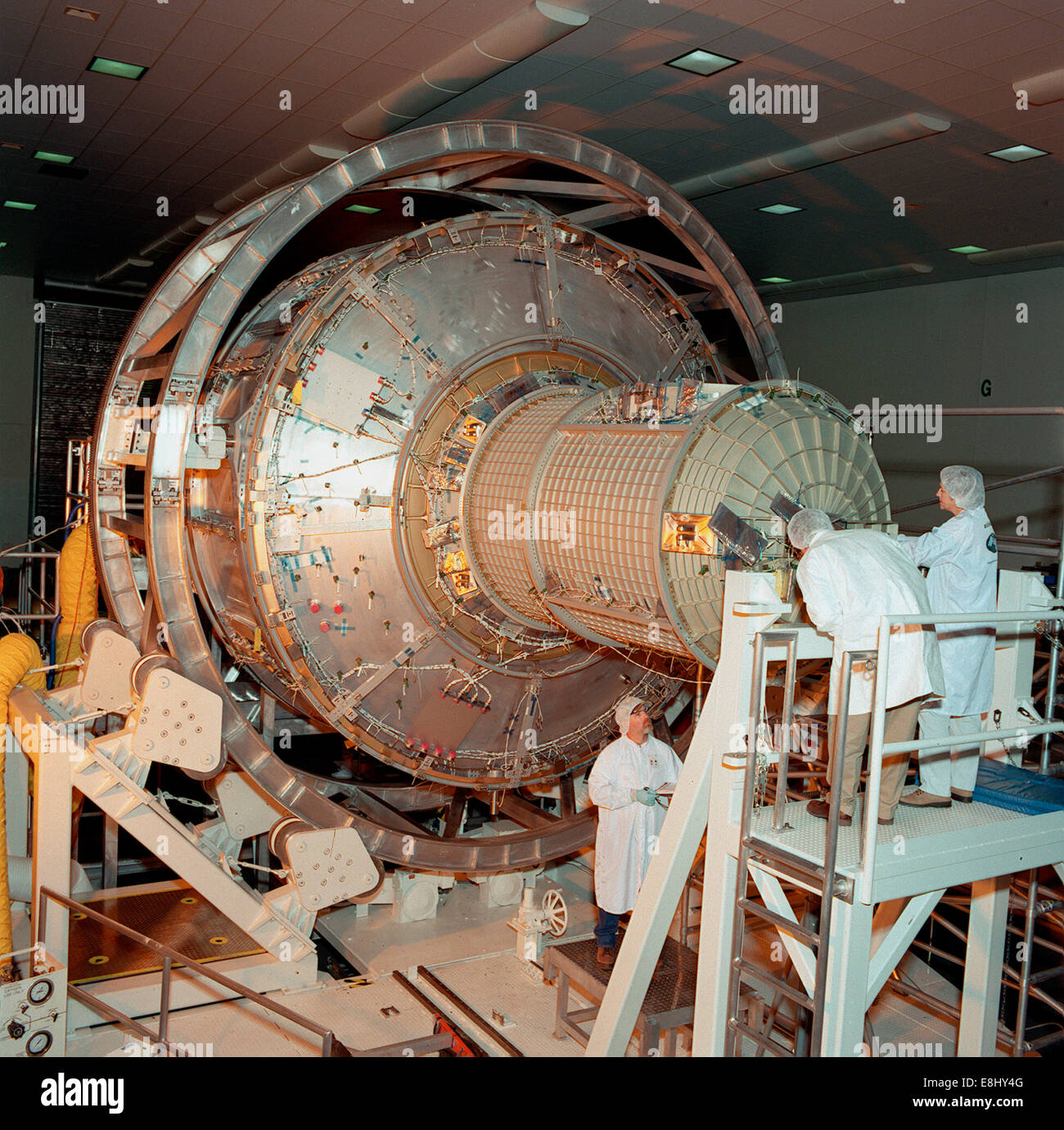 The ISS Airlock Module, with wiring harness installed, was readied for ...