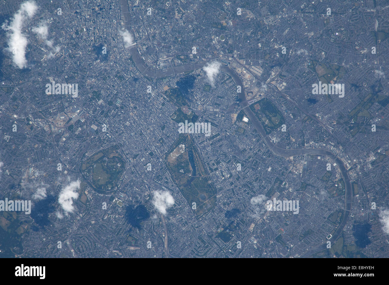 An image taken from space shows the city of London, England. The view ...