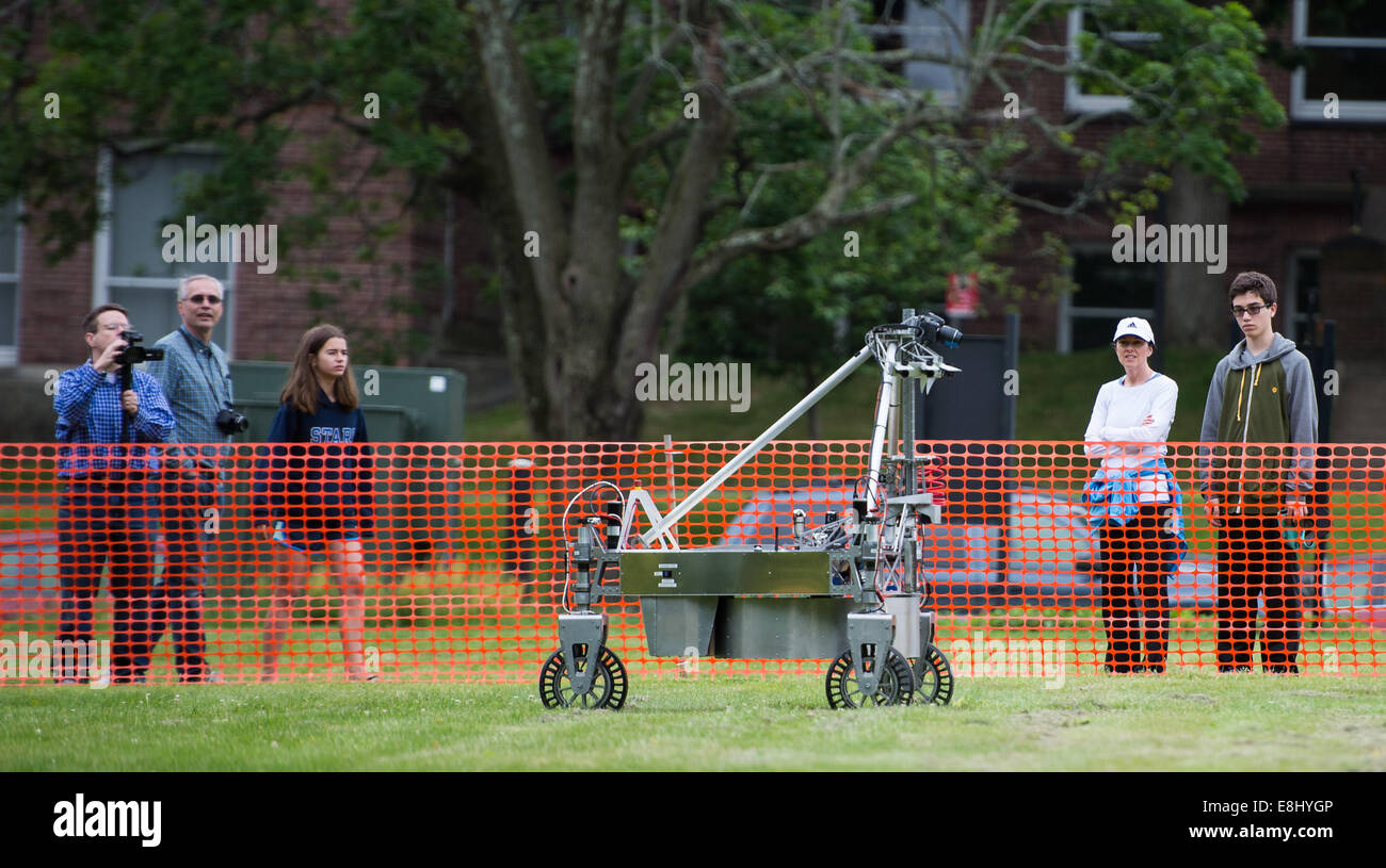 A survey robot demonstrates its capabilities during the 2014 NASA ...
