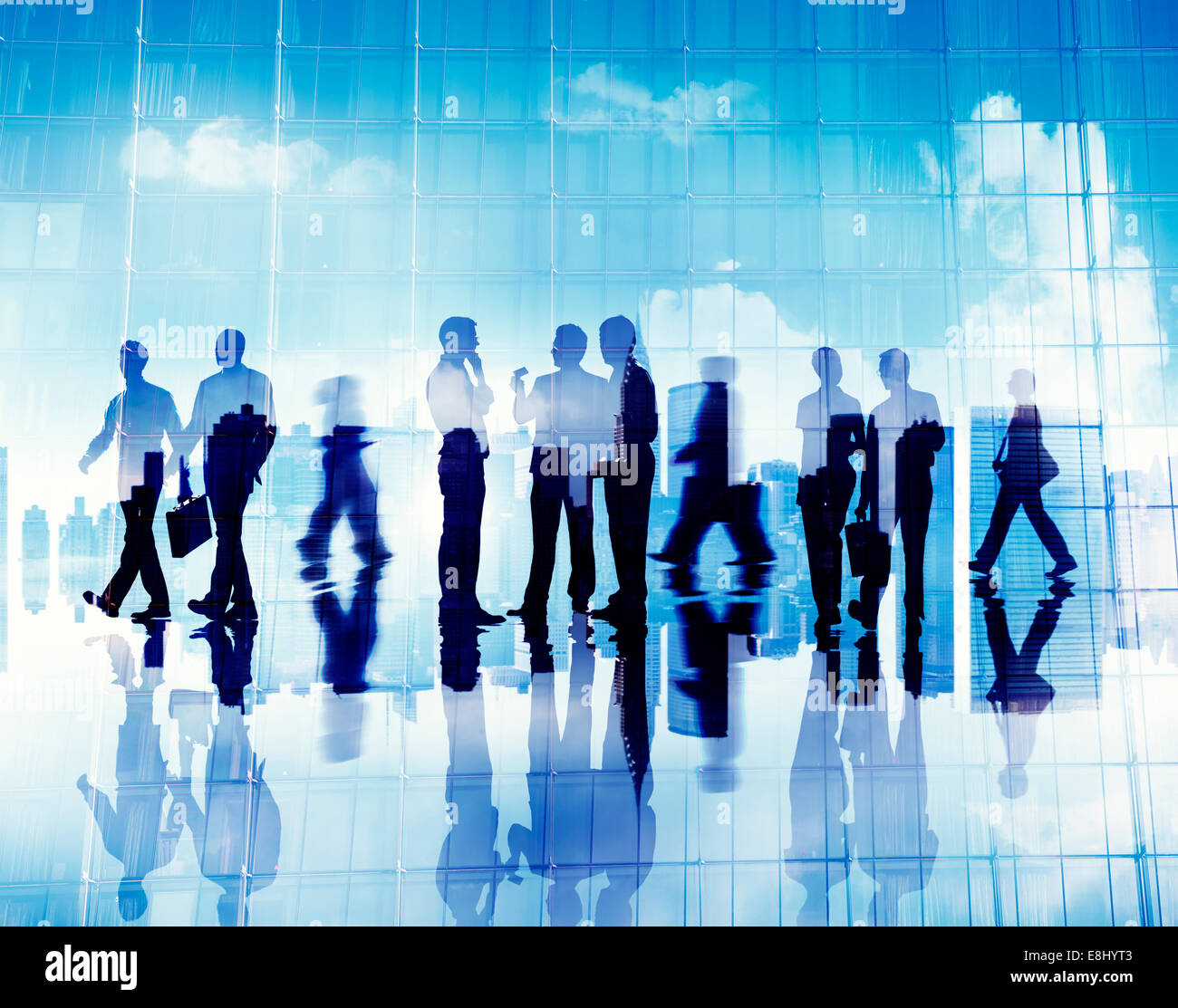 Silhouettes of Business People Working in an Office Stock Photo - Alamy