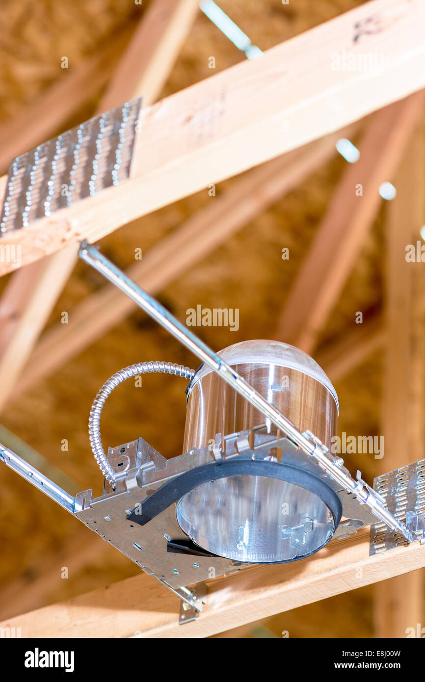 Can light fixture in new home construction Stock Photo - Alamy
