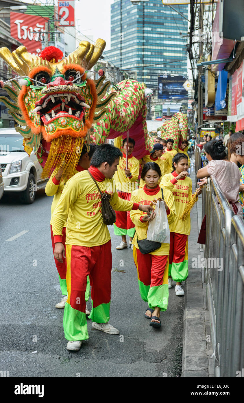 Chinese dragon parade at the Vegetarian Festival in Bangkok, Thailand ...