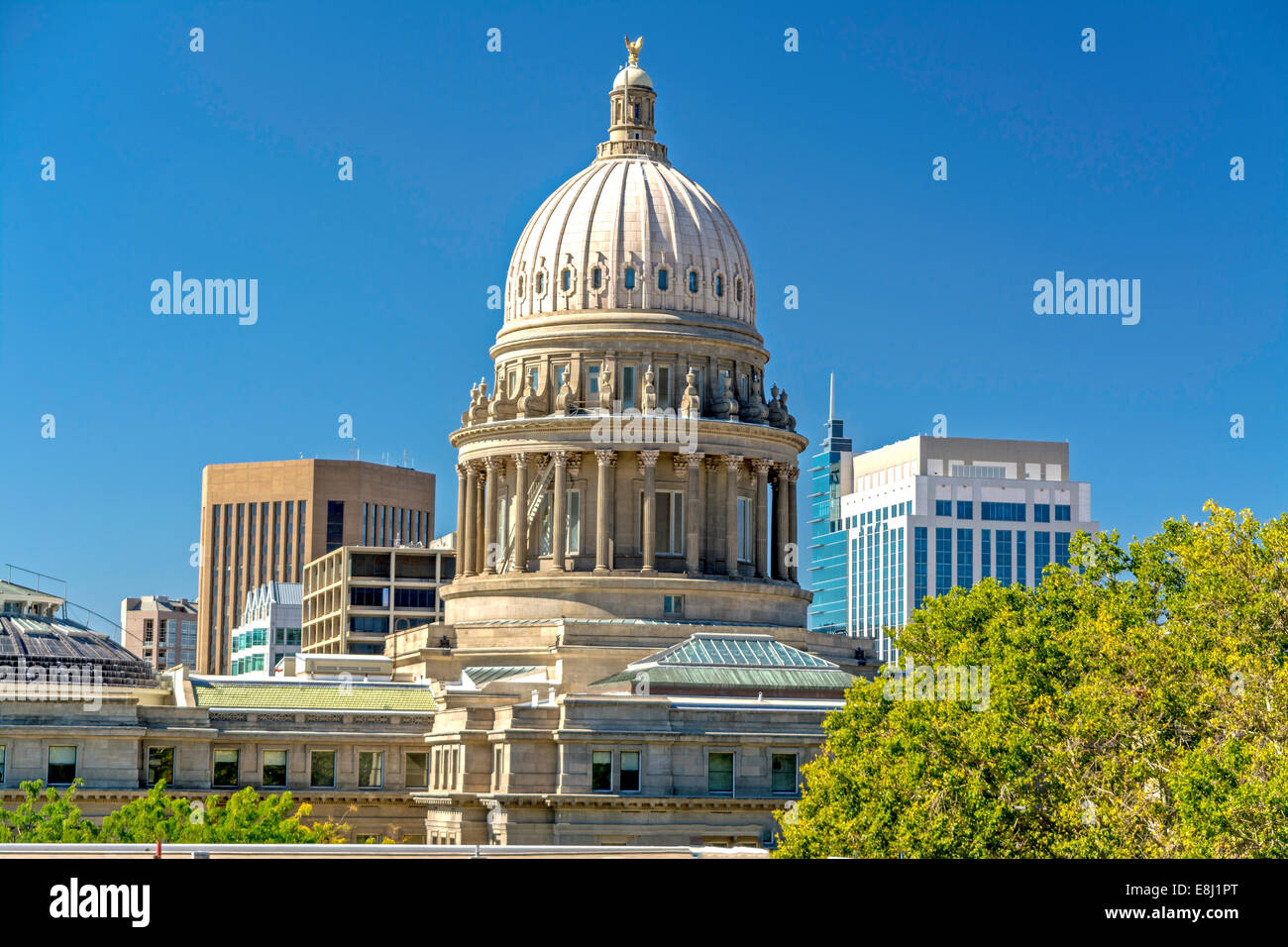 Skyline of Boise Idaho with capital building Stock Photo - Alamy