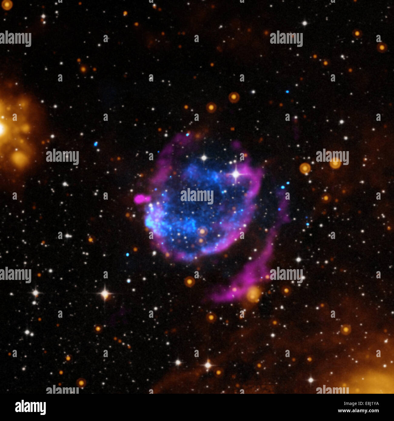 A supernova explosion is seen clearing the surrounding space of gas and ...