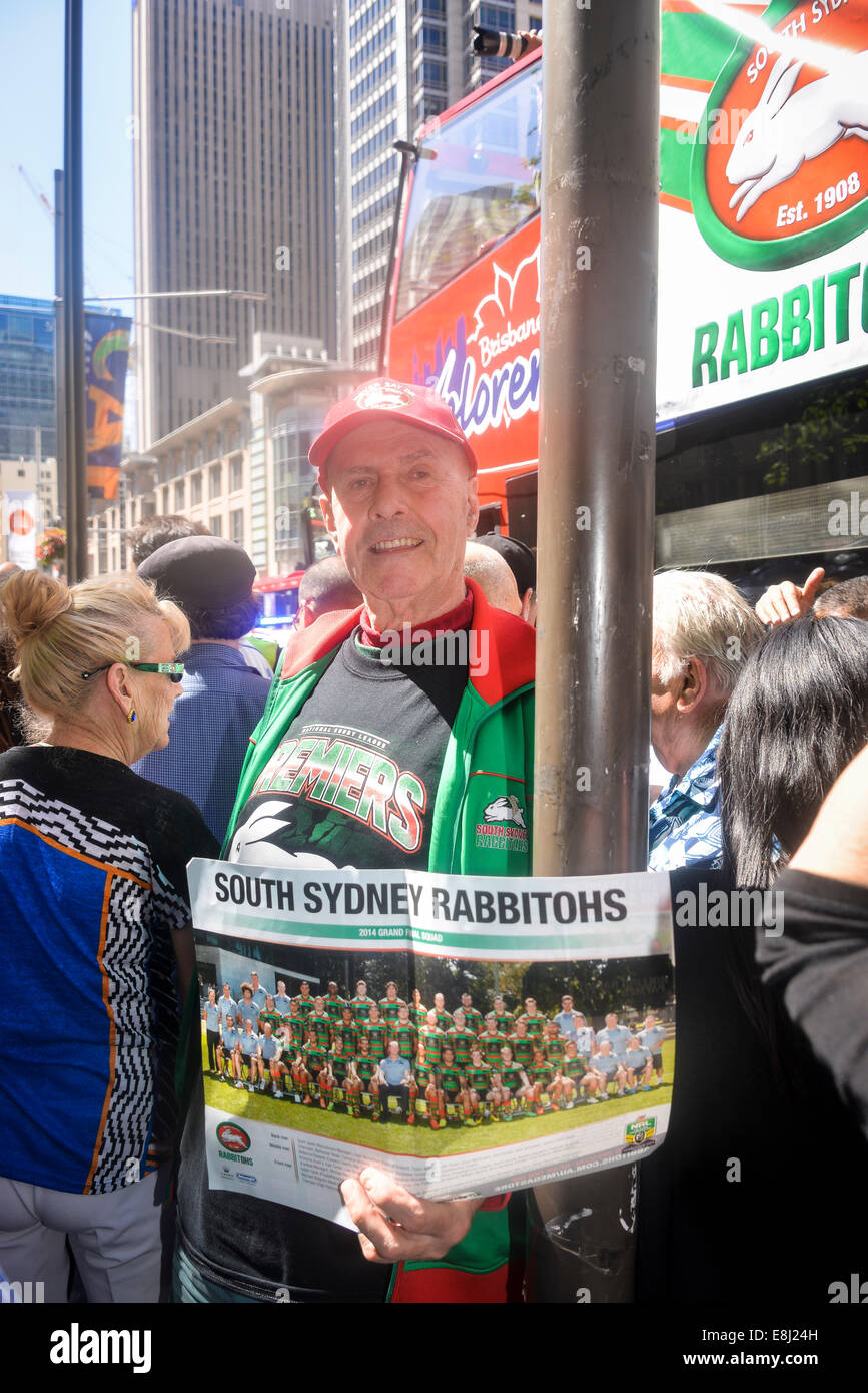 Sydney, Australia. 9th October, 2014.South Sydney Rabbitohs fans at ...