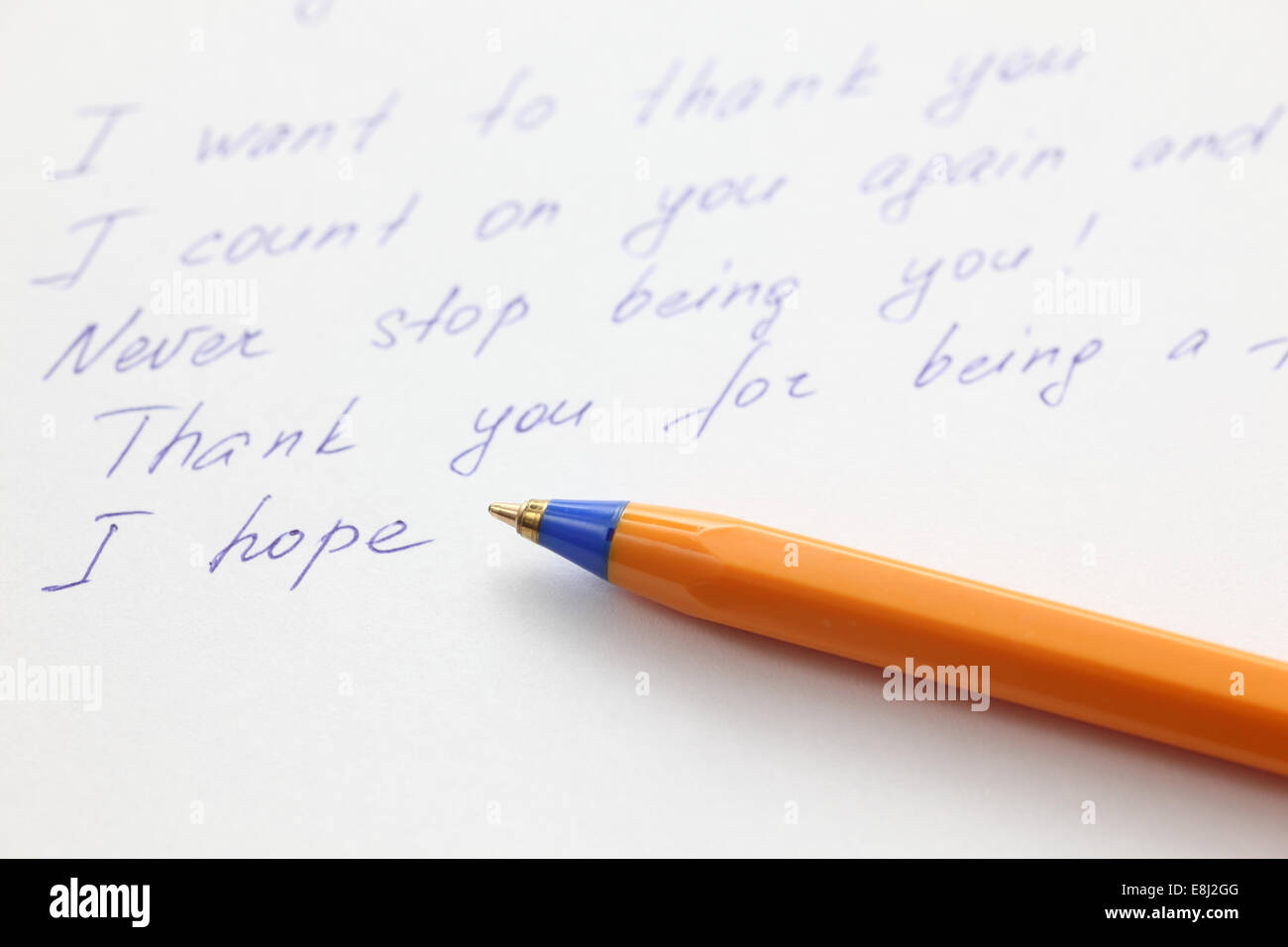 Writing letter to a friend. Close-up Stock Photo - Alamy
