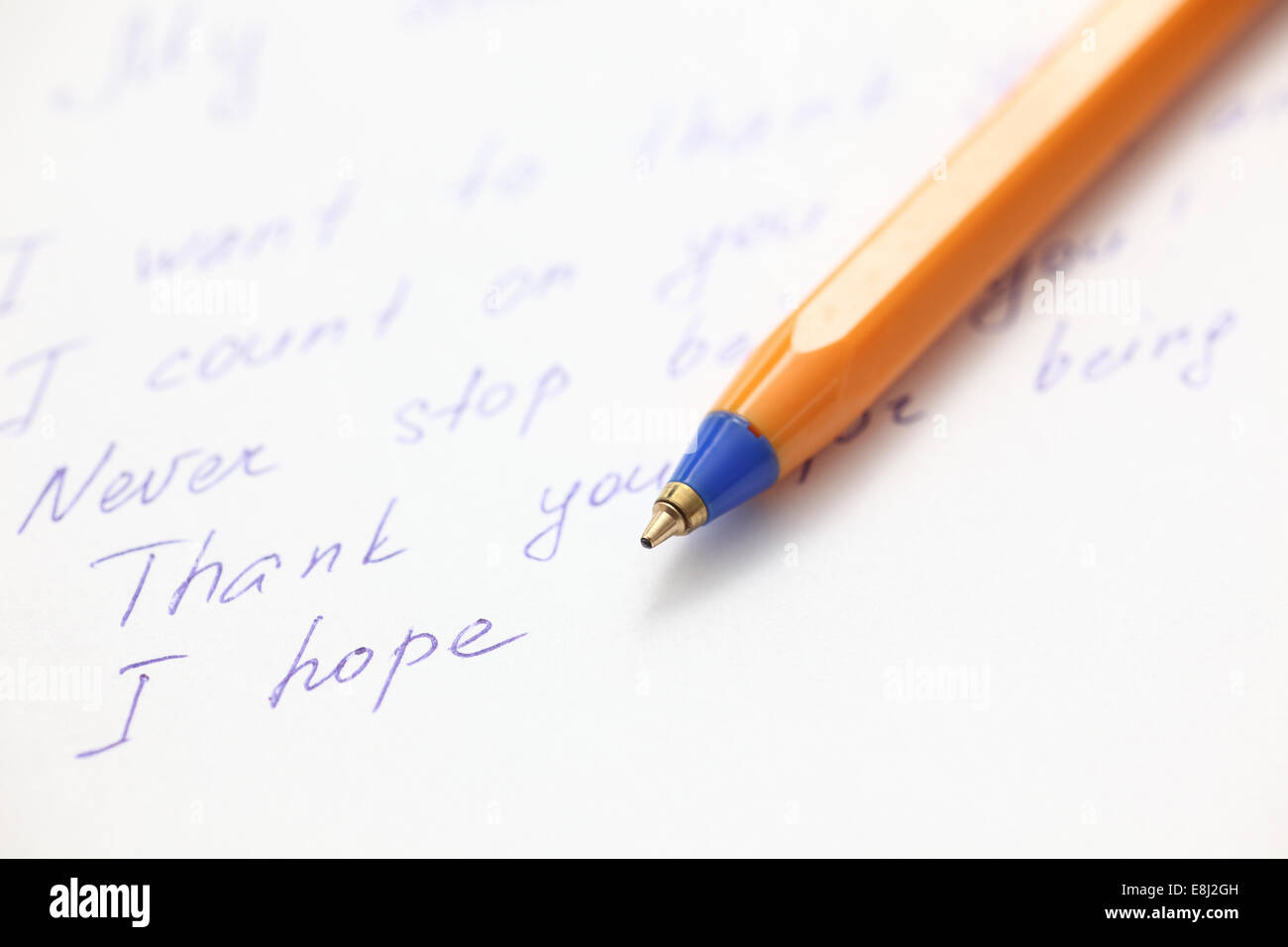 Writing letter to a friend. Close-up Stock Photo - Alamy
