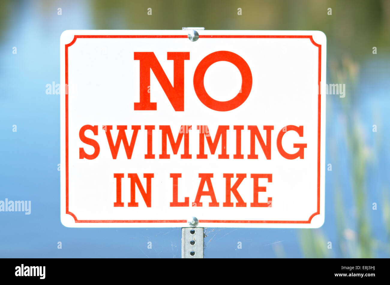 No Swimming Sign Lake