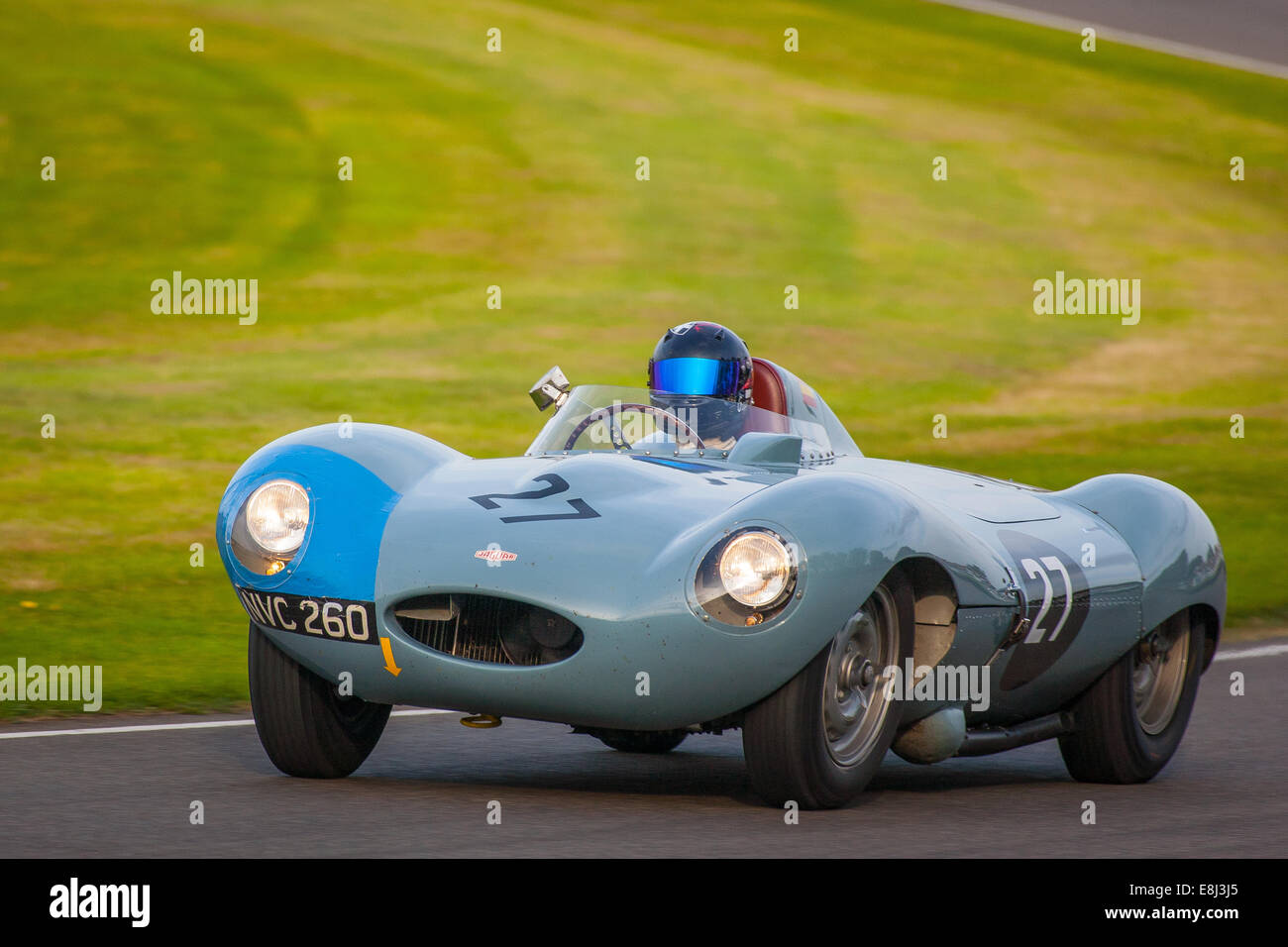 Gregor Fisken in the Jaguar D type race at the Goodwood Revival 2014 ...