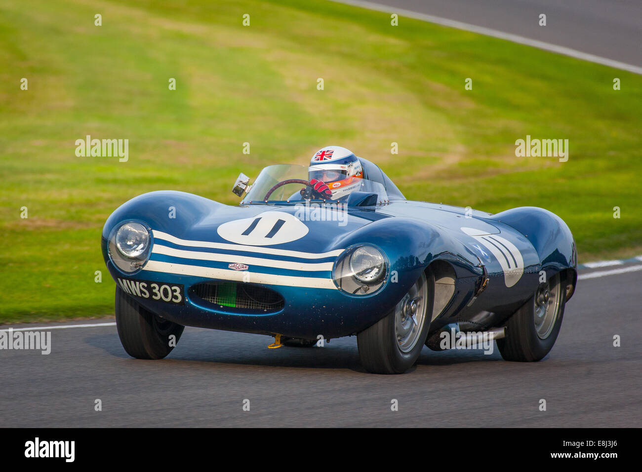 Derek Bell in the Jaguar D type race at the Goodwood Revival 2014, West ...