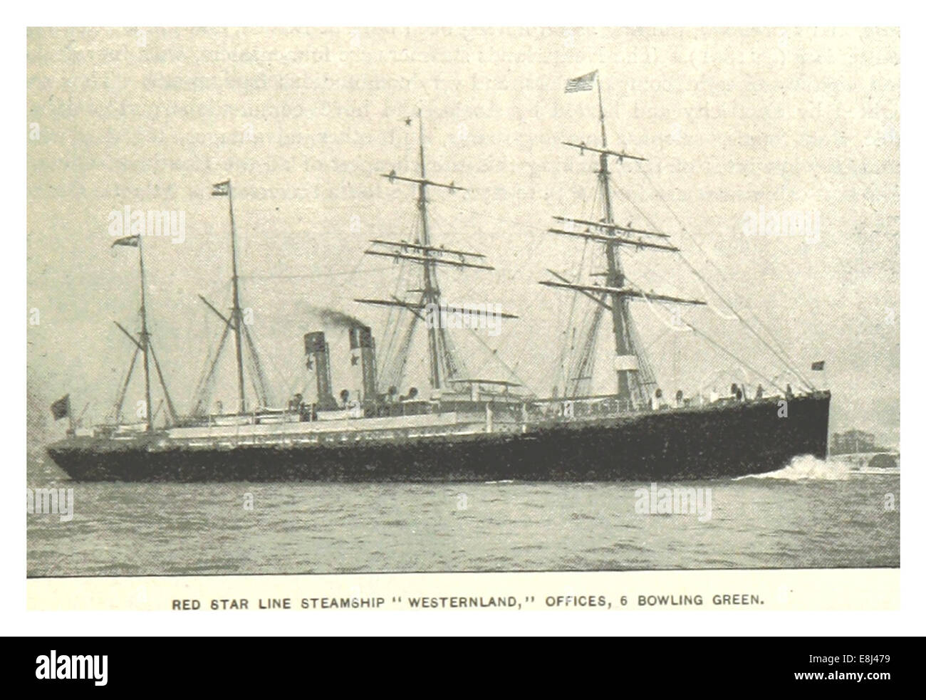 This 1893 illustration shows the Red Star Line Steamship Westernland ...