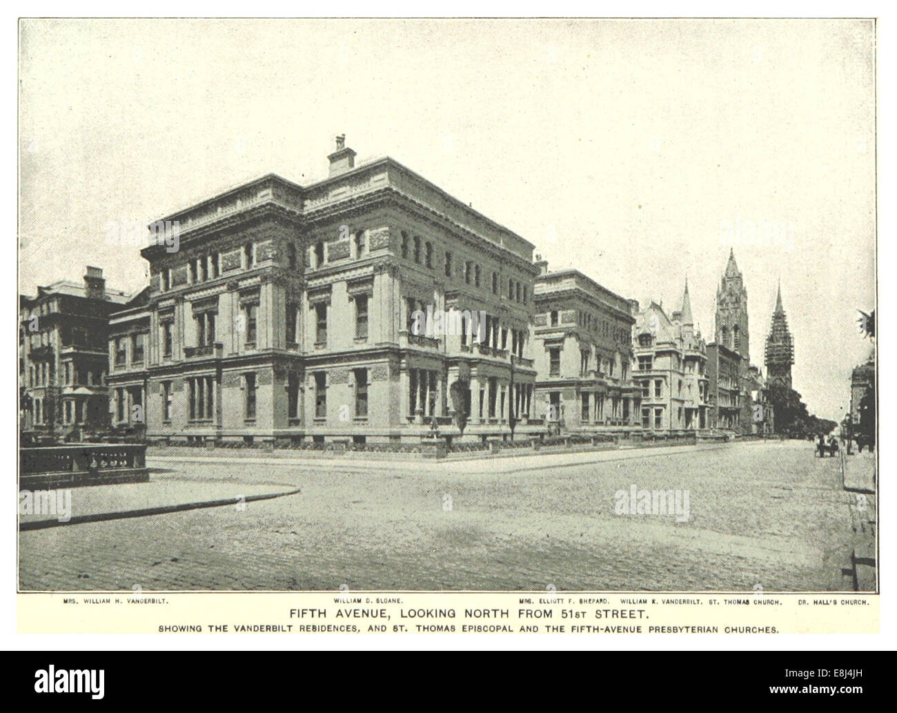 An 1893 illustration by King showing Fifth Avenue in New York, viewed ...