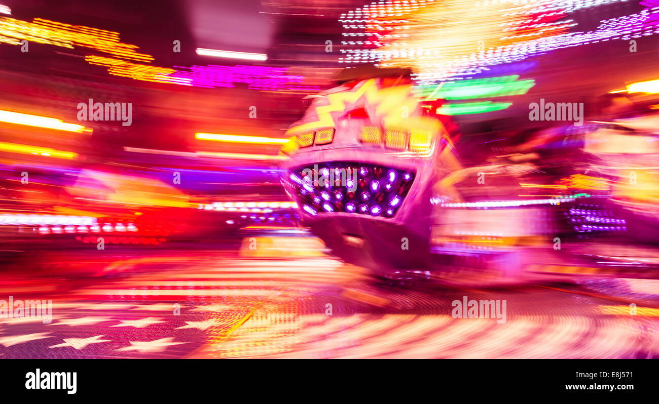 Fun ride at night, Oktoberfest, Munich, Upper Bavaria, Bavaria, Germany ...