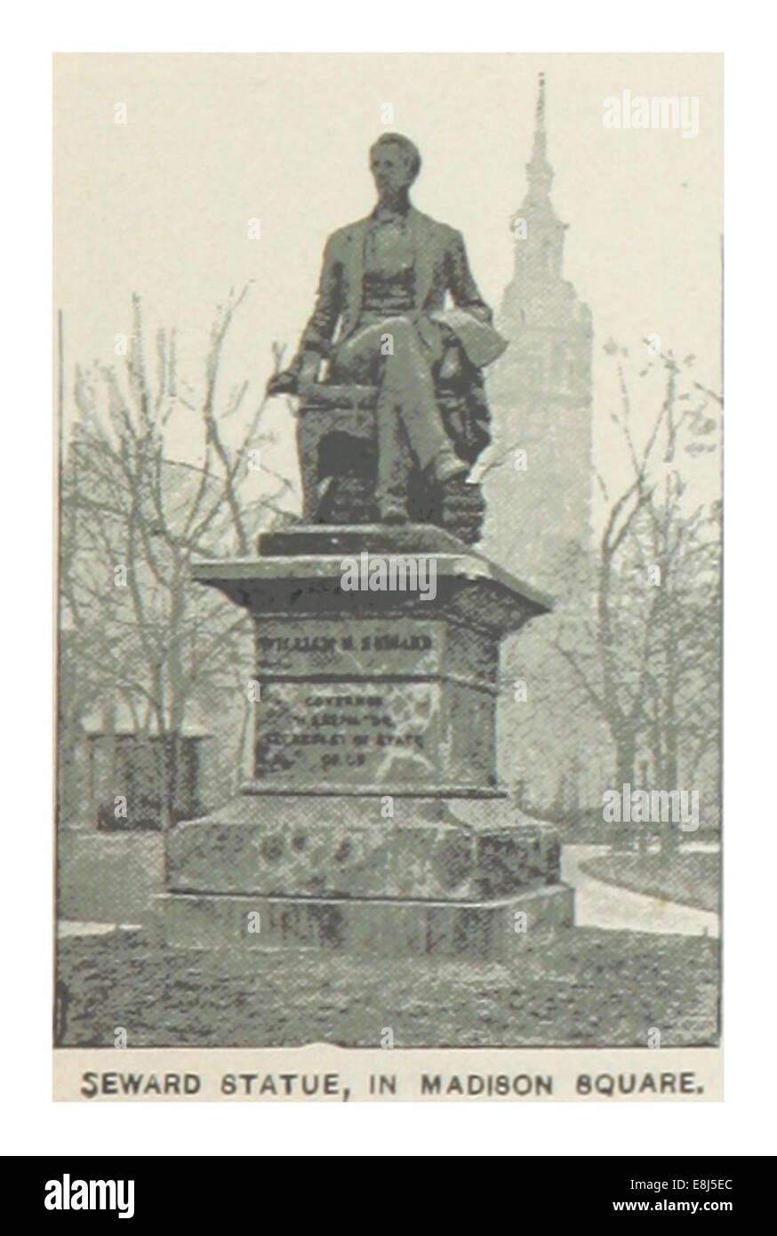 A 1893 depiction of the Seward Statue in Madison Square, New York City ...