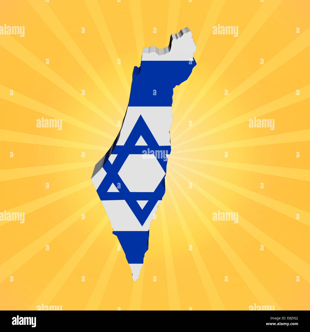 Israel map flag on sunburst illustration Stock Photo - Alamy